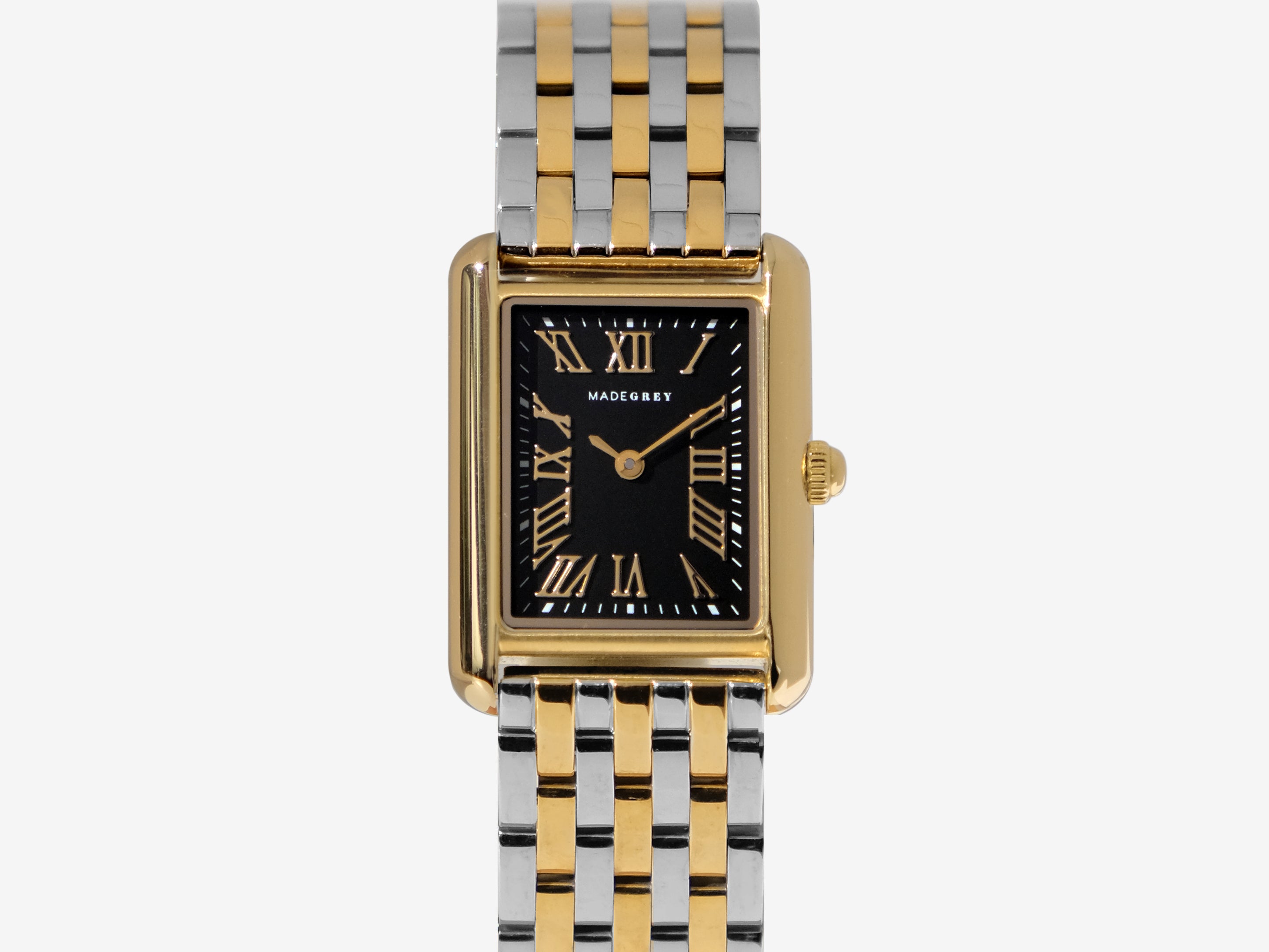 The Midnight Watch | Gold | Engravable Rectangle Black Dial Watch ...